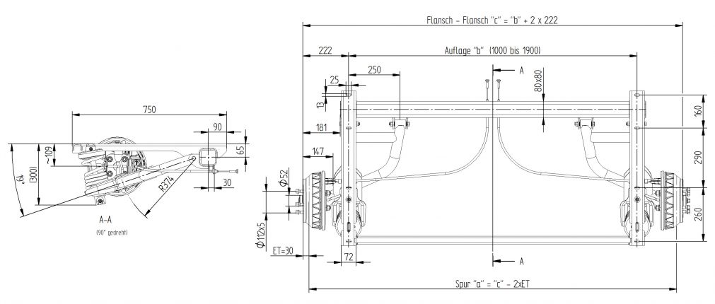 essieu, essieu freiné, essieu de remorque, épine dorsale, essieu rigide ...